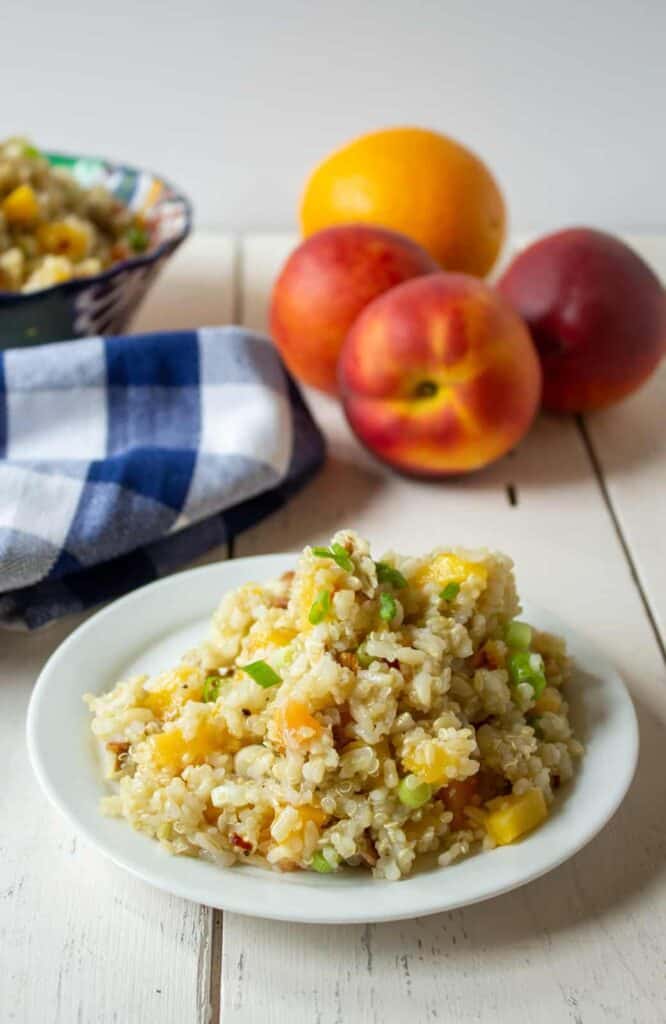 Quinoa, Brown Rice and Peach Salad - Beyond The Chicken Coop