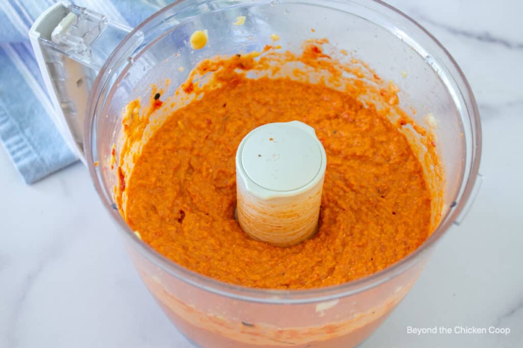 Roasted Red Bell Pepper Hummus - Beyond The Chicken Coop
