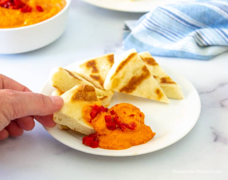 Roasted Red Bell Pepper Hummus - Beyond The Chicken Coop